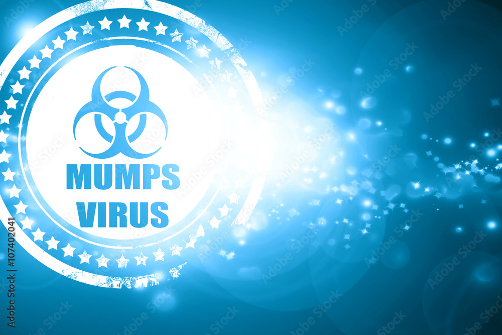 Blue stamp on a glittering background: Mumps virus concept backg Stock ...