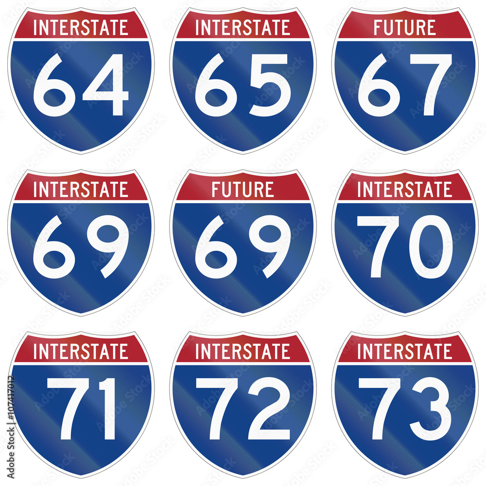 Collection of Interstate highway shields used in the US Stock ...