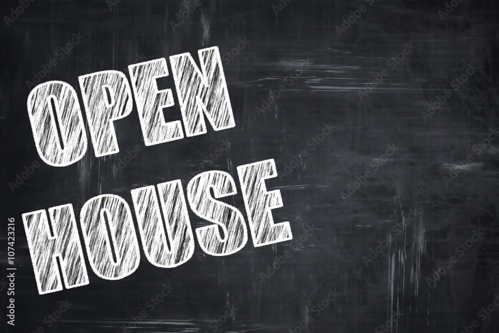 Chalkboard writing: Open house sign Stock Illustration | Adobe Stock