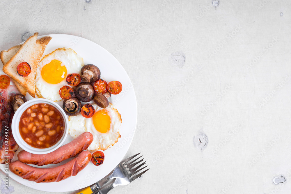 Full english breakfast background Stock Photo | Adobe Stock