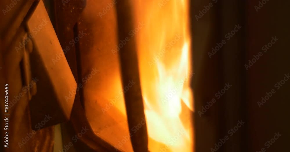 Bright Red Fire Burns Behind the Door of Furnace Stock Video | Adobe Stock