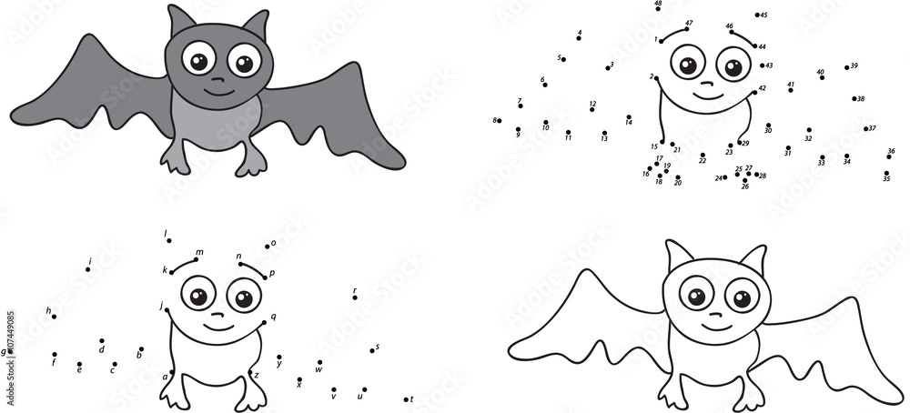 Dot To Dot Coloring Pages Bats