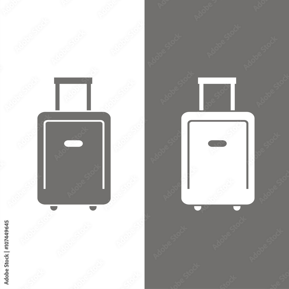 Icono maleta fondo blanco blanco y negro. Vector ilustración objeto ...