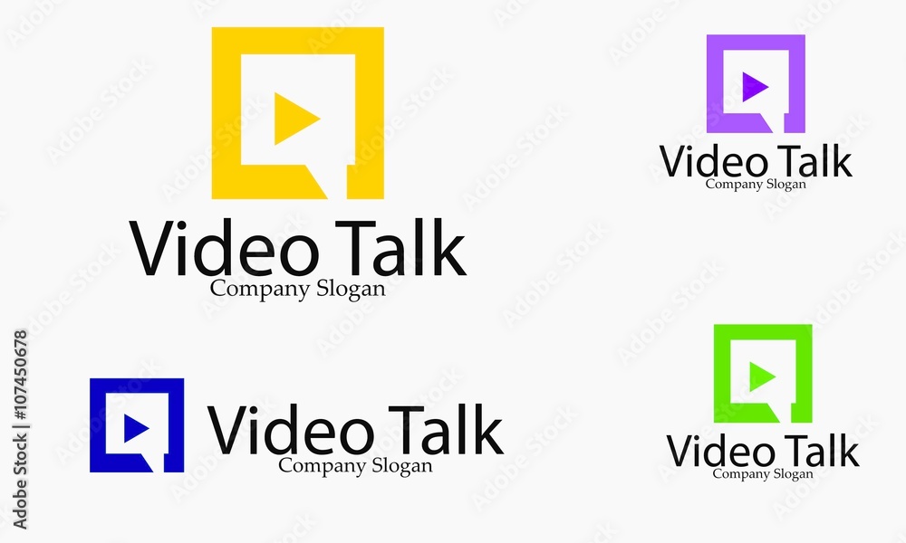 Talk vector logo with alternative colors and business card template ...