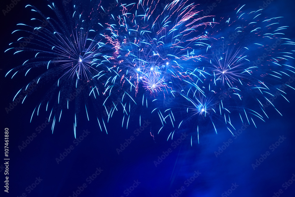 Blue colorful fireworks Stock Photo | Adobe Stock
