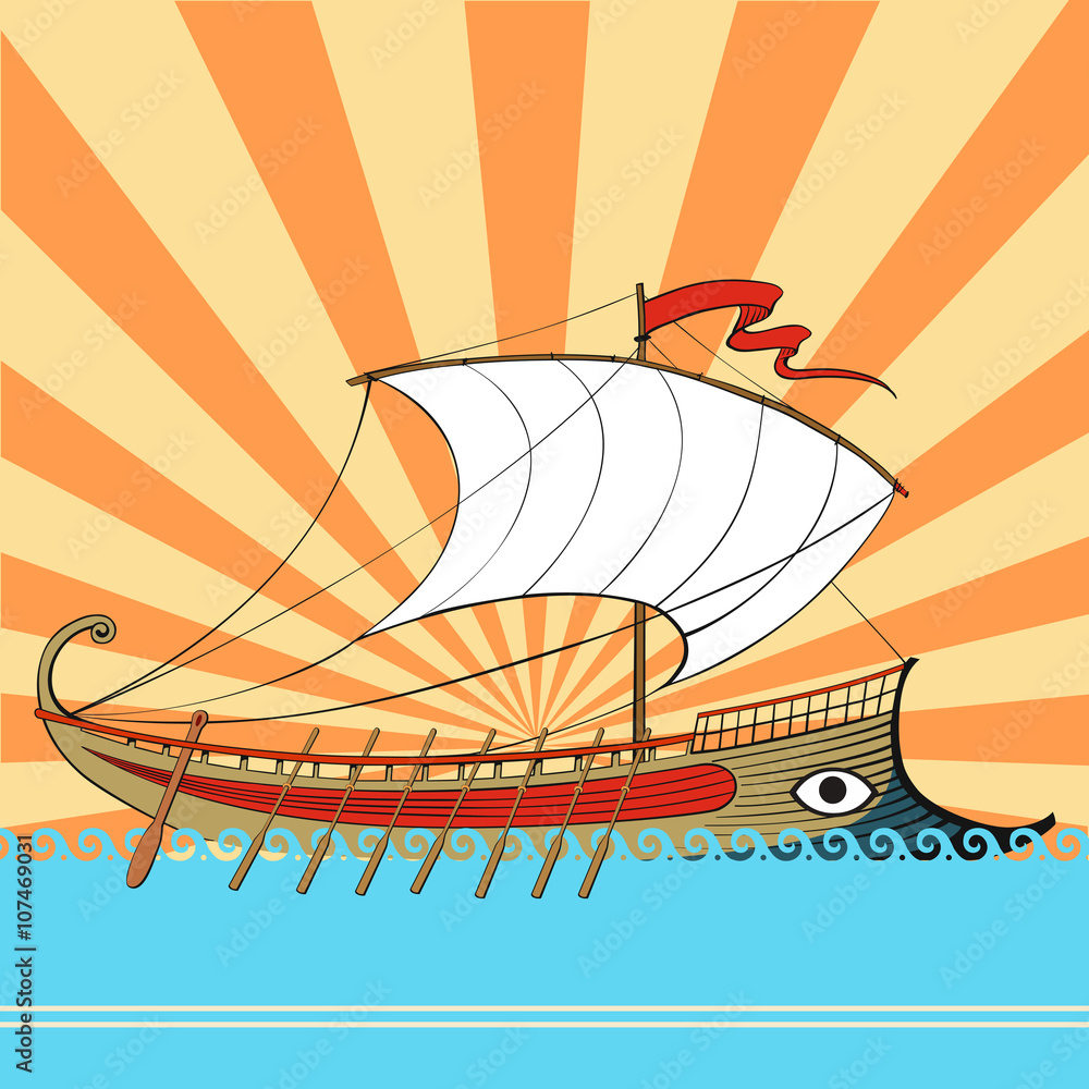 Vettoriale Stock Ancient Greek ship, the galley | Adobe Stock