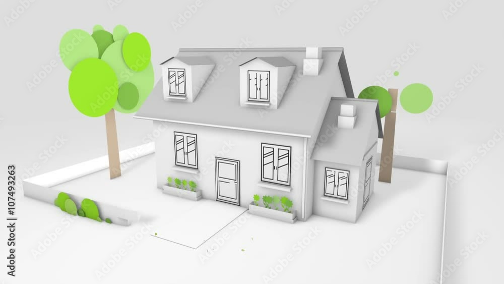 building a house in 3D animation Stock Video | Adobe Stock