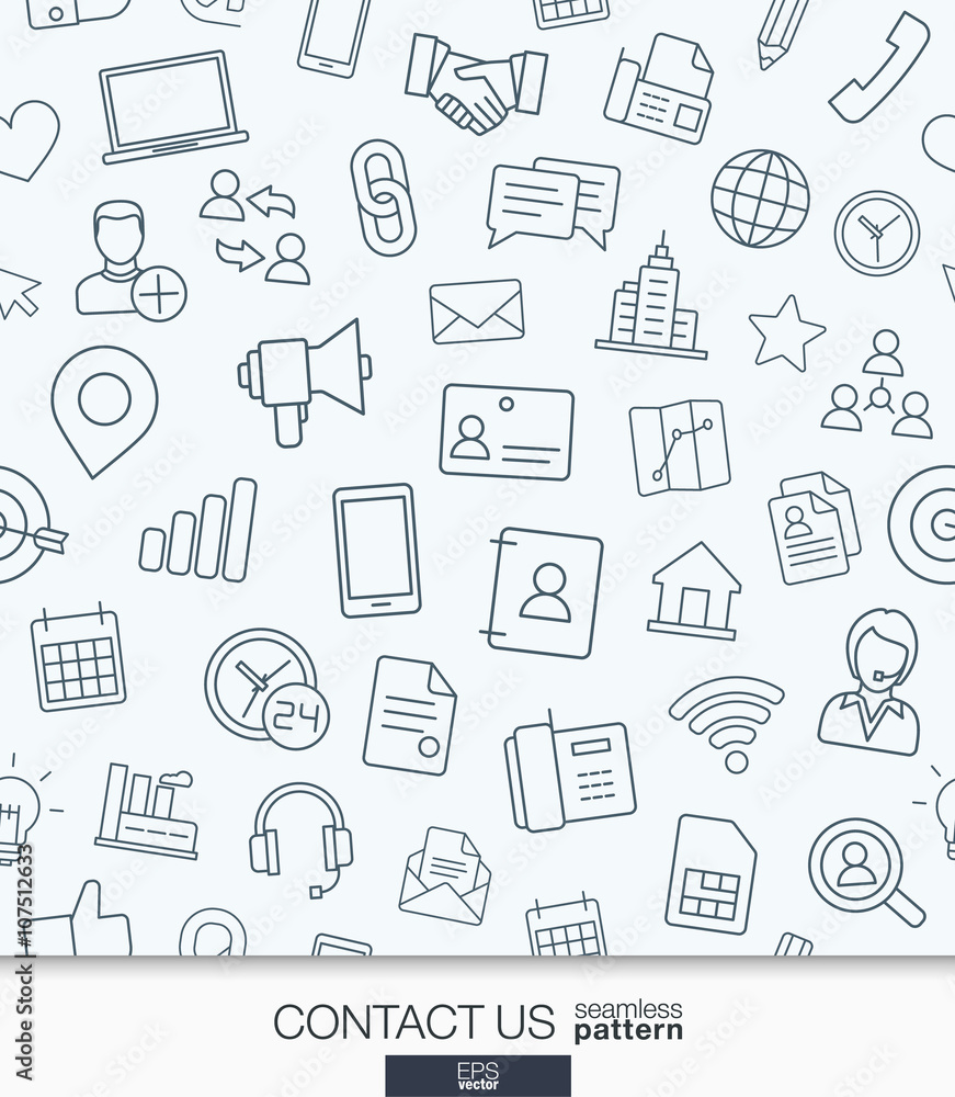 Contact us wallpaper. Black and white communication seamless pattern ...