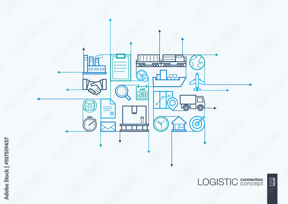 Logistic integrated thin line symbols. Motion arrows vector concept ...