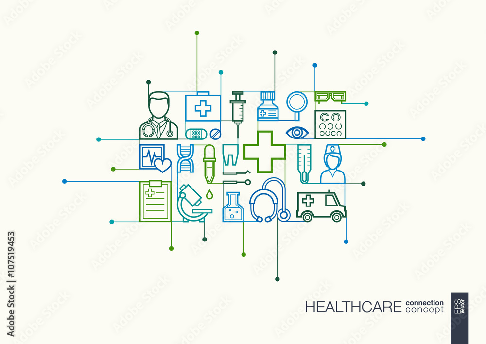 Healthcare integrated thin line symbols. Modern linear style vector ...