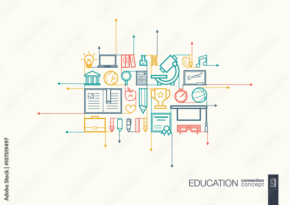 Education integrated thin line symbols. Motion arrows vector concept ...