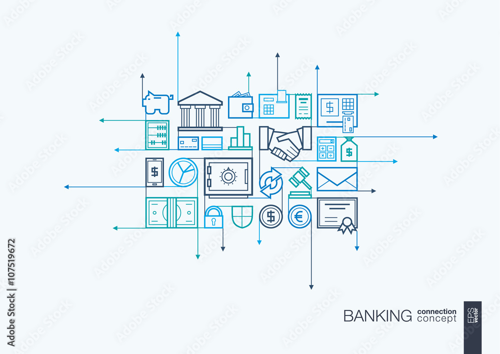 Banking integrated thin line symbols. Motion arrows vector concept ...
