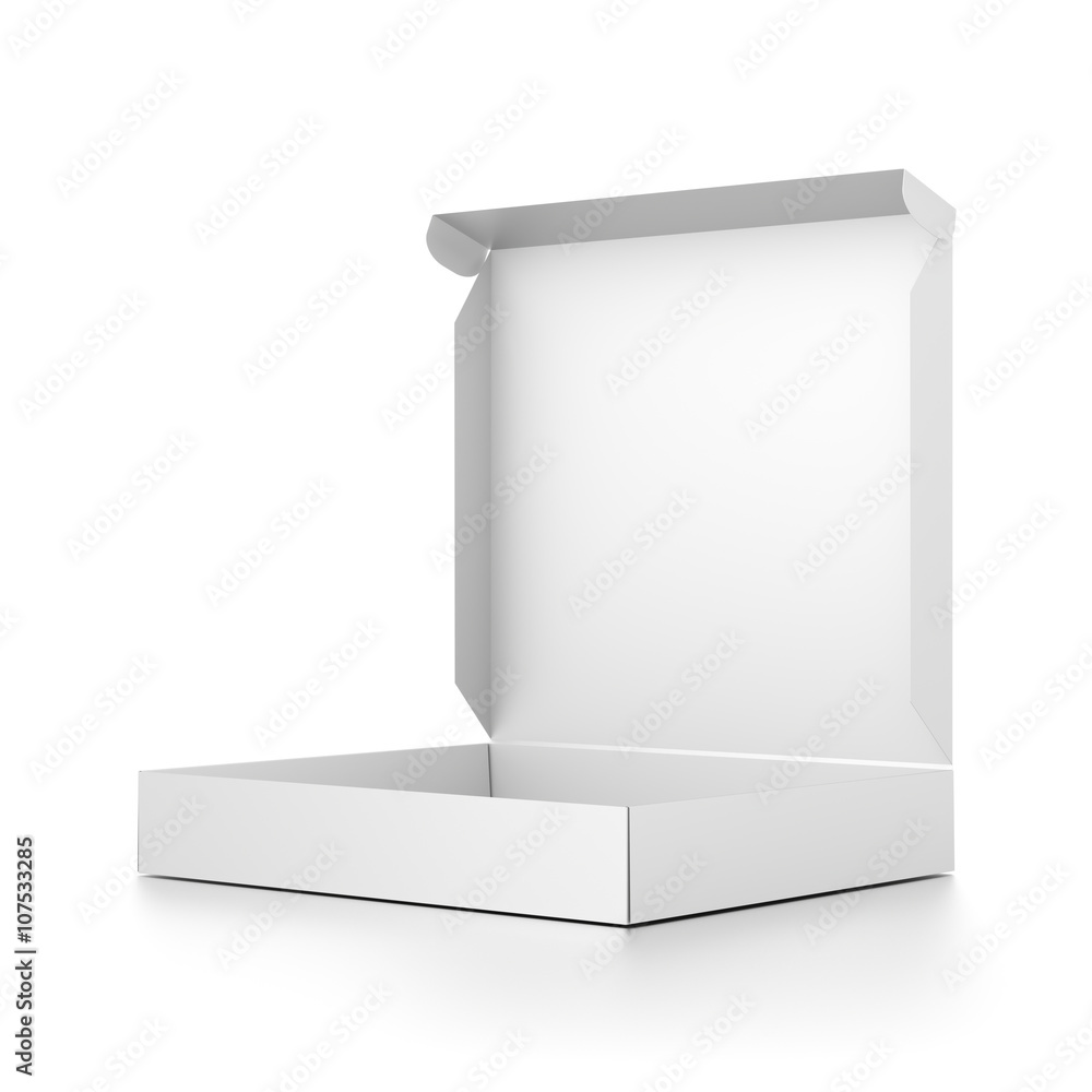 White open blank pizza box isolated on white background. Stock ...