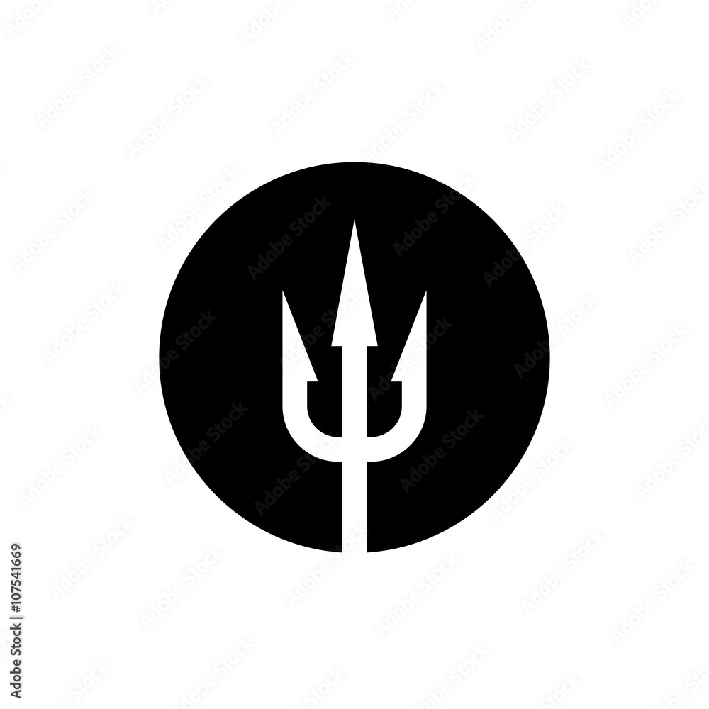 Trident icon. White on a black round background. Stock Vector | Adobe Stock