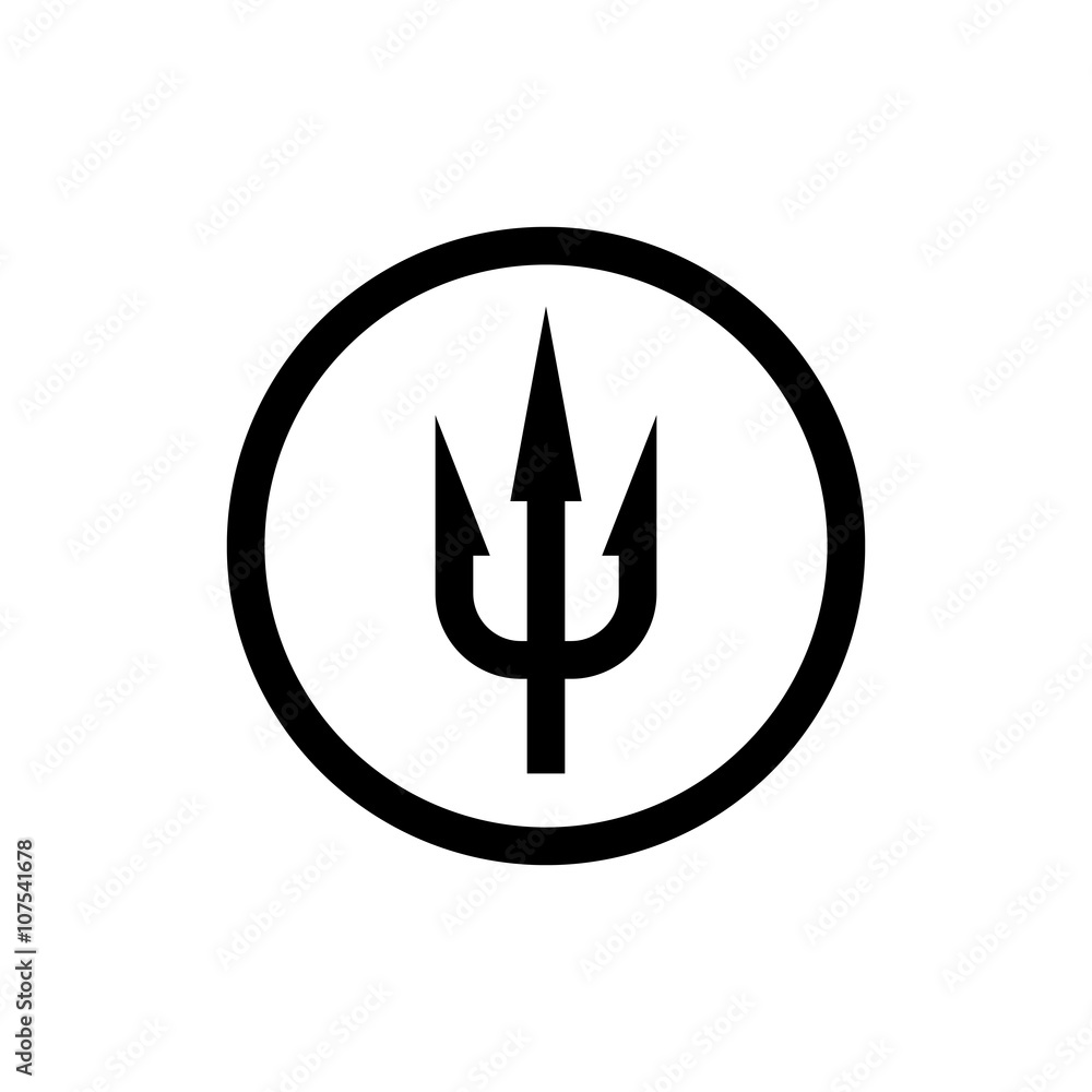 Simple trident sign. Black symbol in a circle border. Stock Vector ...