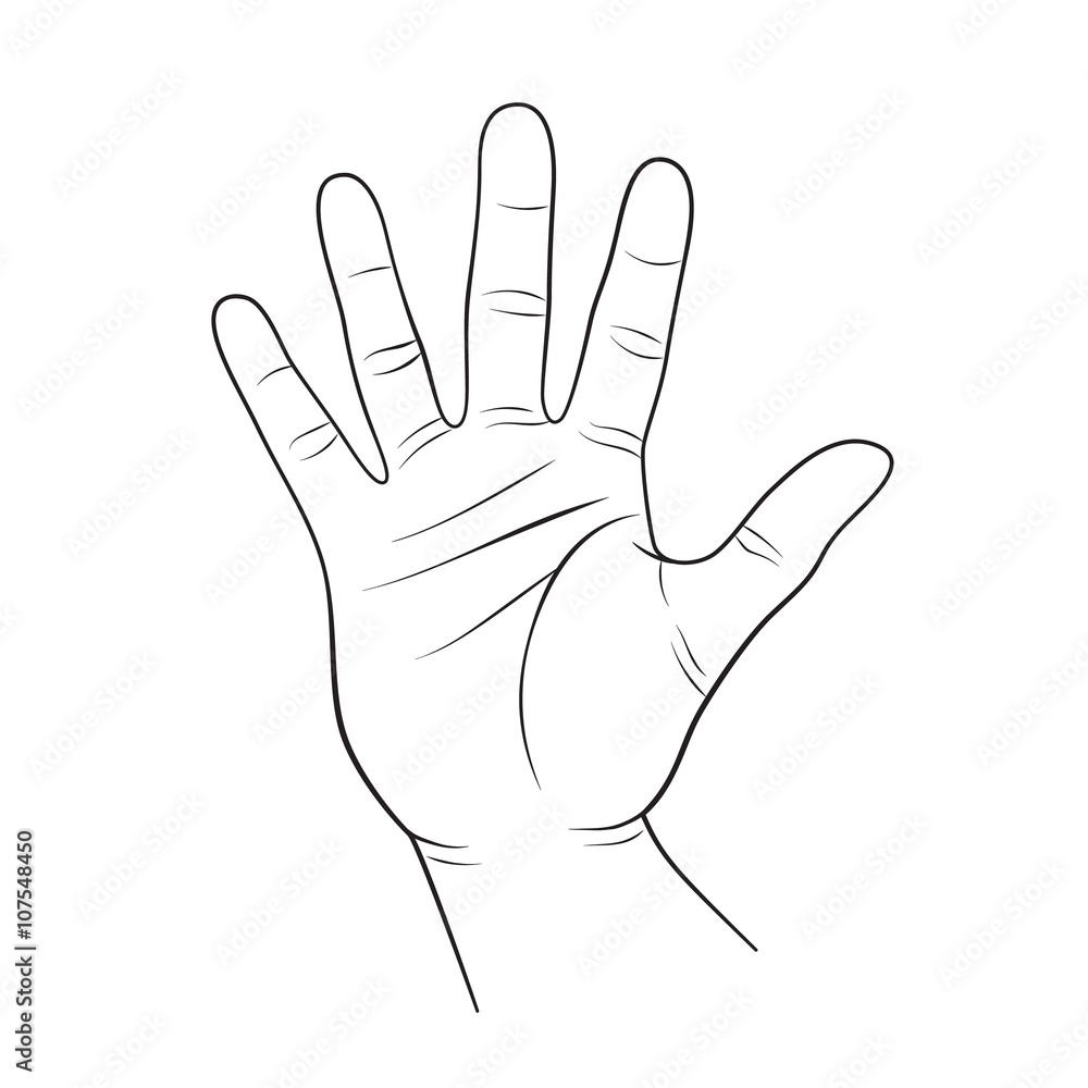 human palm outline Stock Vector | Adobe Stock