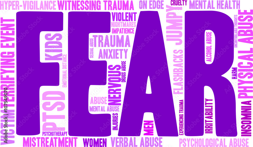Fear word cloud on a white background. Stock Vector | Adobe Stock