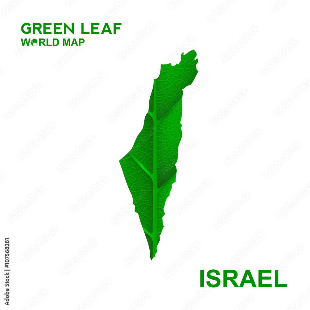 Map Of Israel,Nature green leaf, vector illustration Stock Vector ...