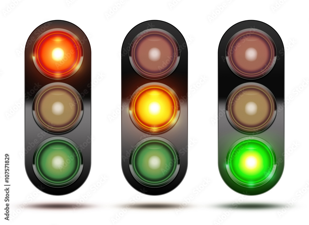Collection of traffic lights showing the sequence of how the lights ...