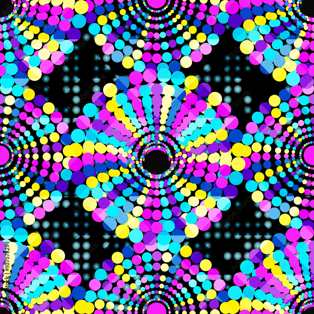 small beautiful colored circles on a black background Seamless ...