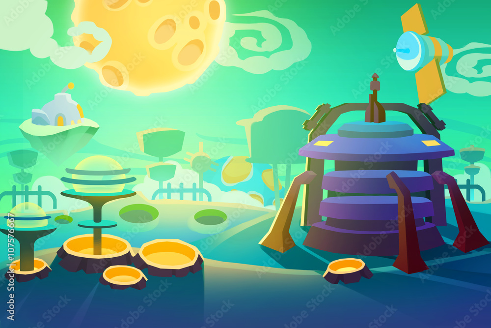 Cartoon Alien Planet
