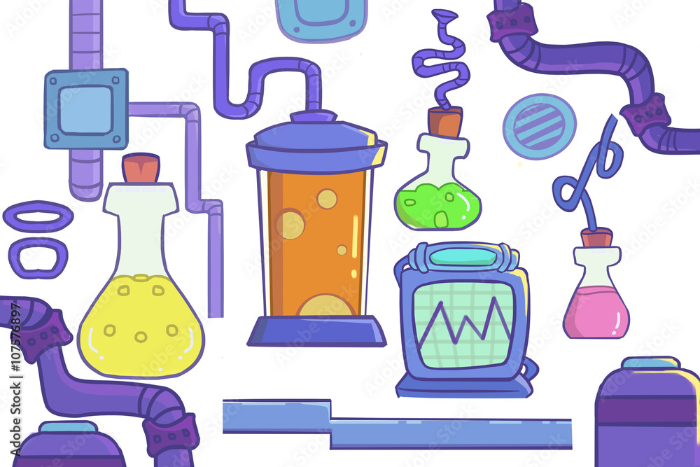 Creative Illustration and Innovative Art: Laboratory Goods. Realistic ...