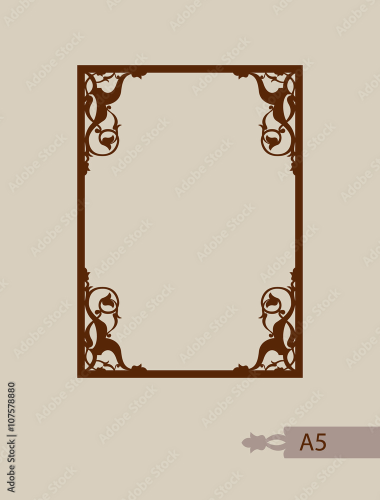 Abstract square photo frame with swirls. Pattern is suitable for ...