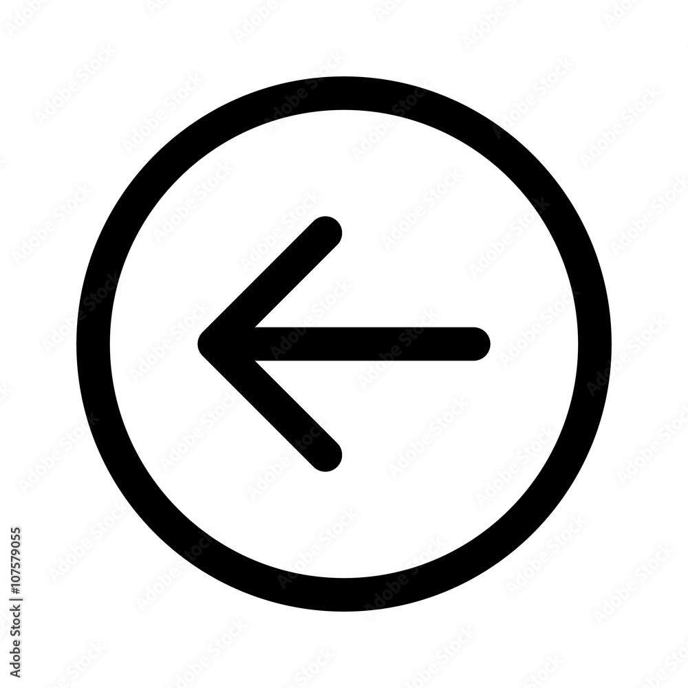Rounded left arrow, back arrow line art icon for apps and websites ...