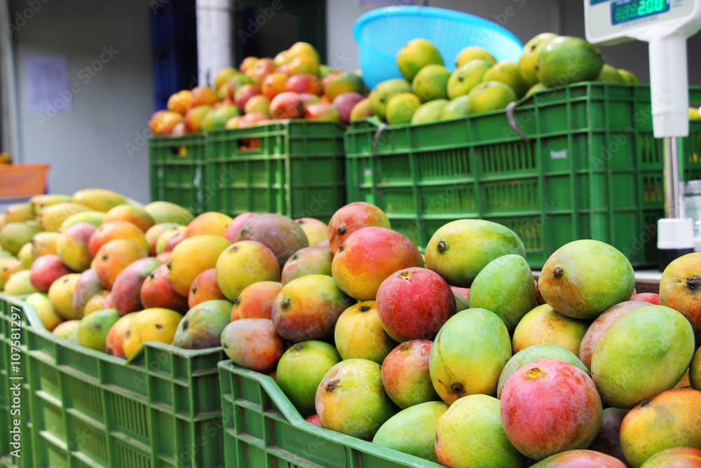 Foto de Indian mangoes on sale. India with wide ranging climatic zones ...