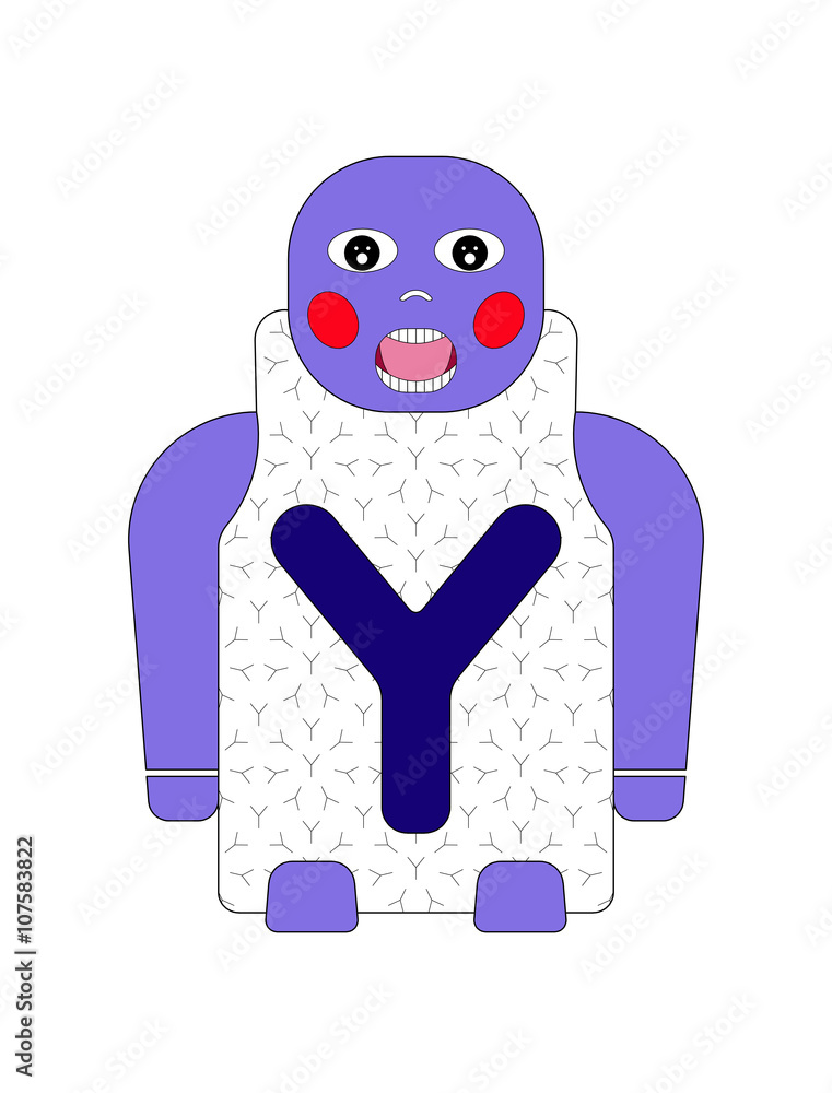 CARTOON CHARACTER OF LETTER Y, ALPHABETICAL CHILD'S NAME Y, LETTER Y ...