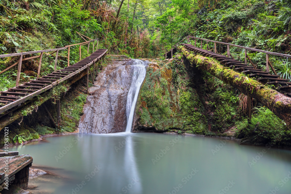 Thirty-three waterfalls - mountain gorge in the Lazarevsky City ...