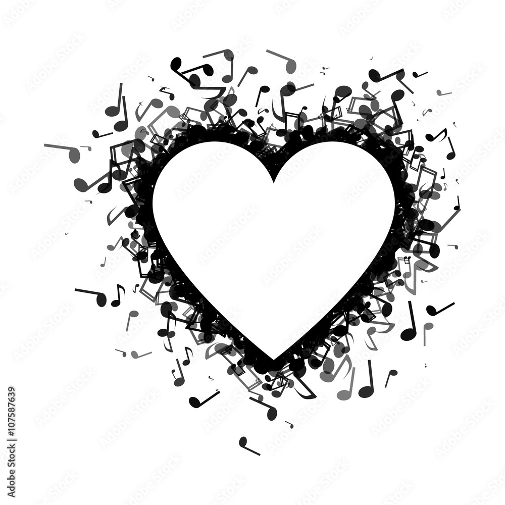 Heart made of of music notes Stock Vector | Adobe Stock