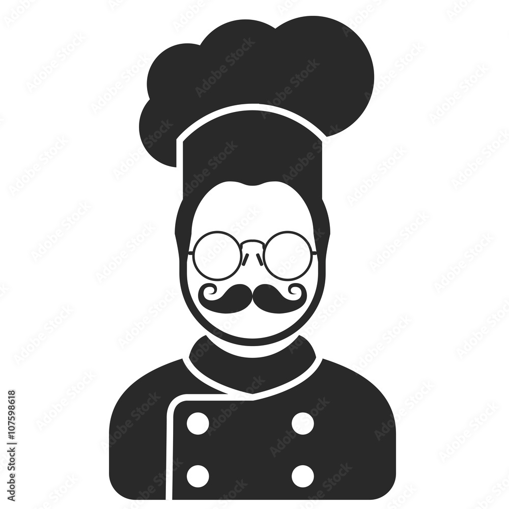 Chef cook icon - man with moustaches beard and in glasses Stock Vector ...