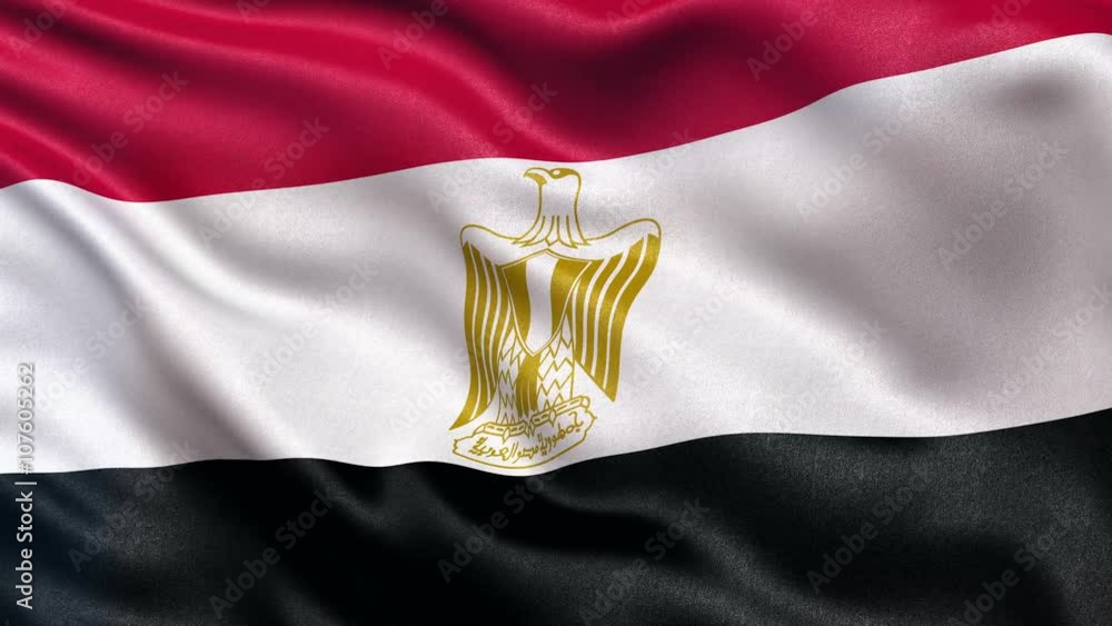 Realistic flag of Egypt waving in the wind. Seamless loop with highly ...