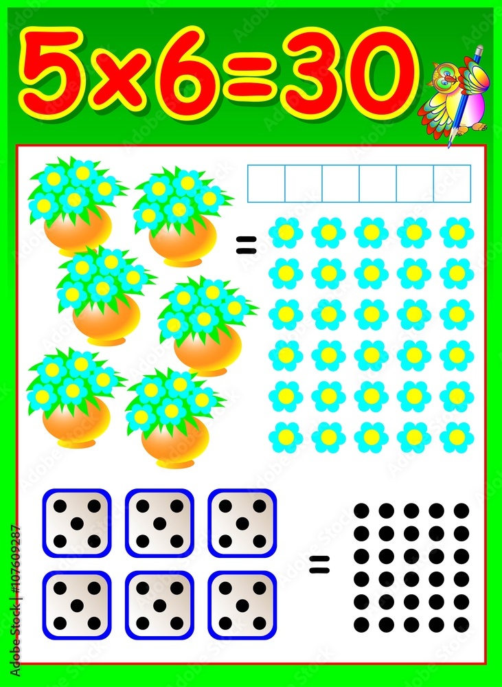 Educational page for children with multiplication table. Developing ...