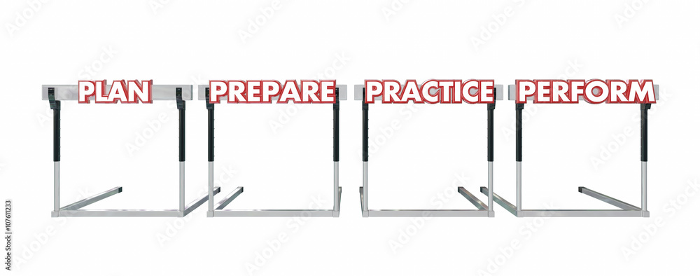 Plan Prepare Practice Perform Jumping Over Hurdles Achieve Succe Stock ...