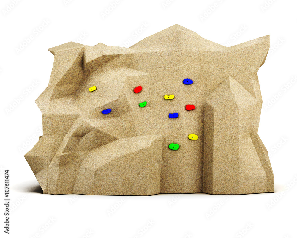Climbing wall front view isolated on white background. 3d rendering ...