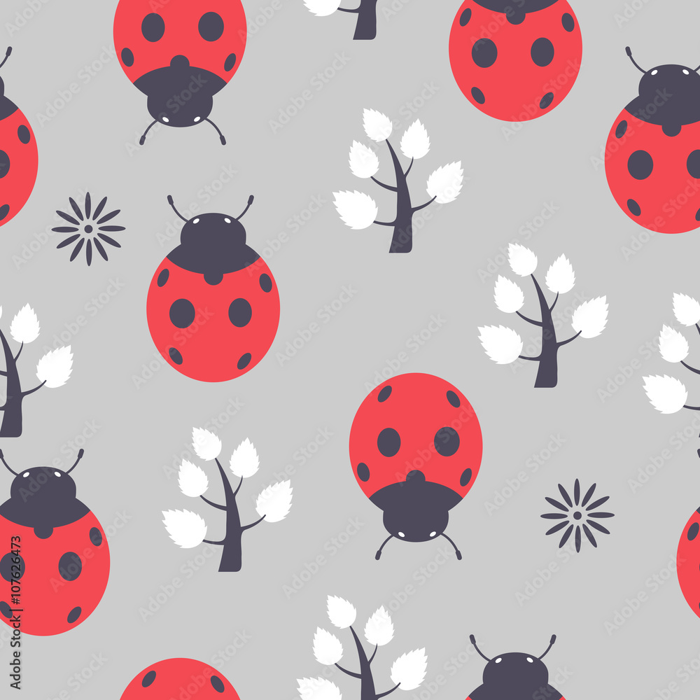 ladybug seamless pattern, abstract texture art illustration Stock ...
