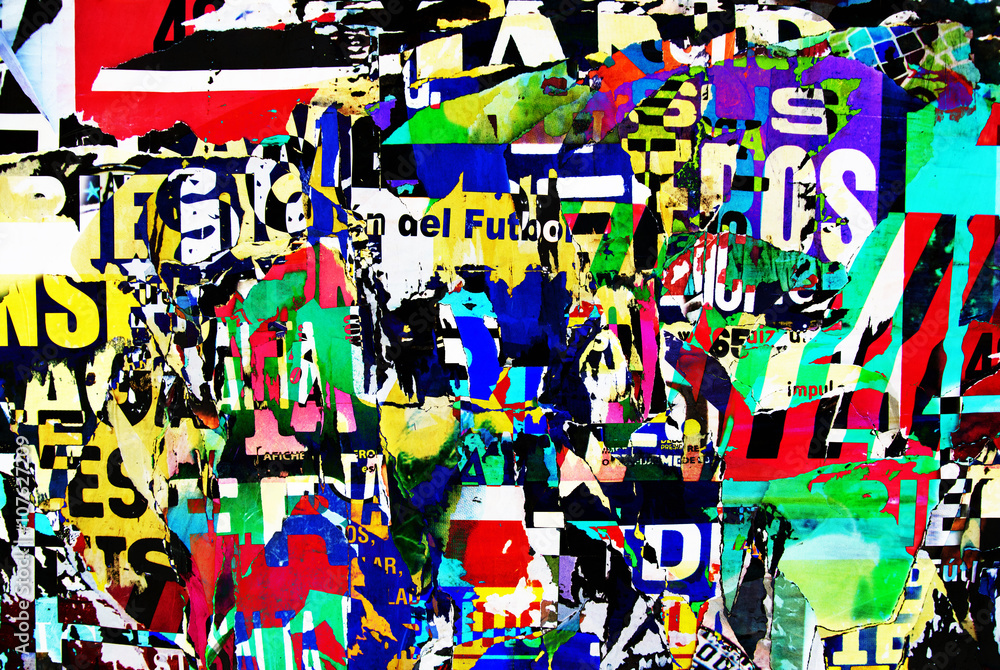 Random background collage paper typography texture on wall Stock Photo ...