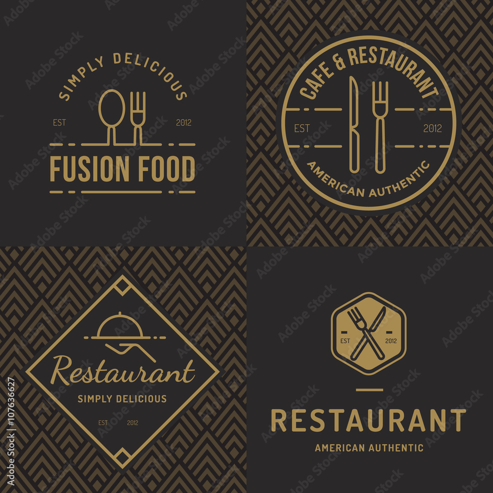 Set of badges, banner, labels and logos for food restaurant, foods shop ...