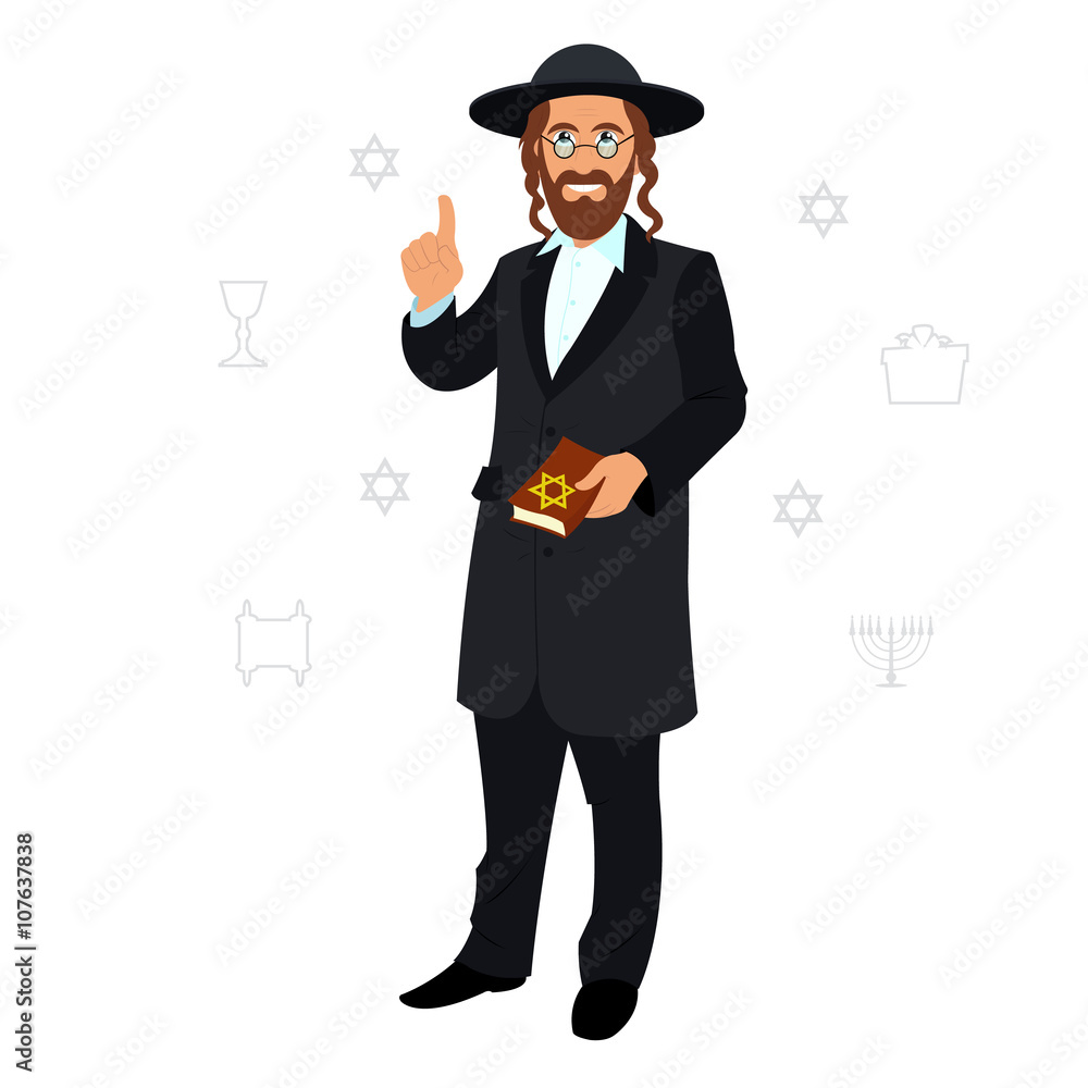 Vector avatar of Jew man with traditional headdress. avatar Jewish man ...