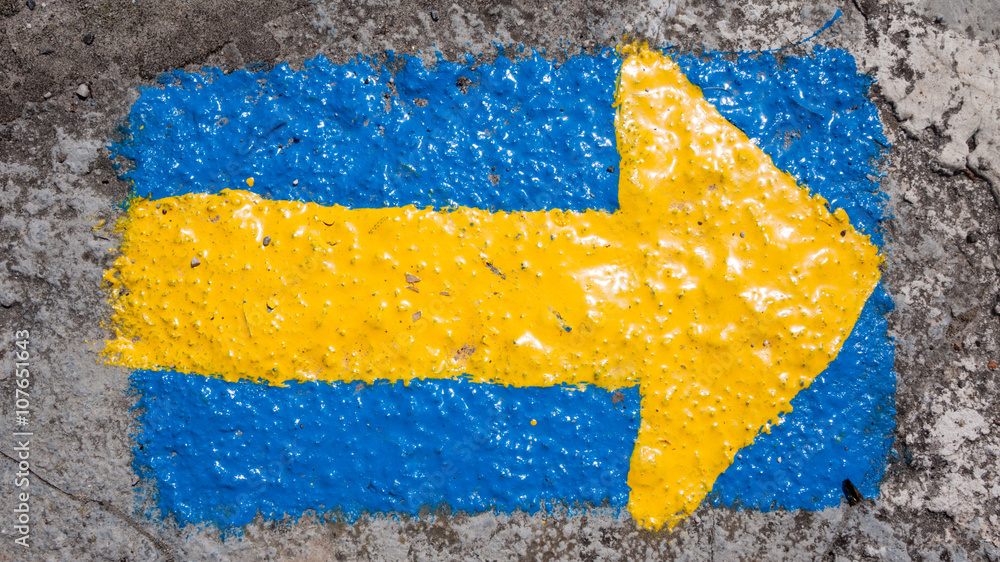 yellow arrow sign of Camino de santiago Stock Photo | Adobe Stock