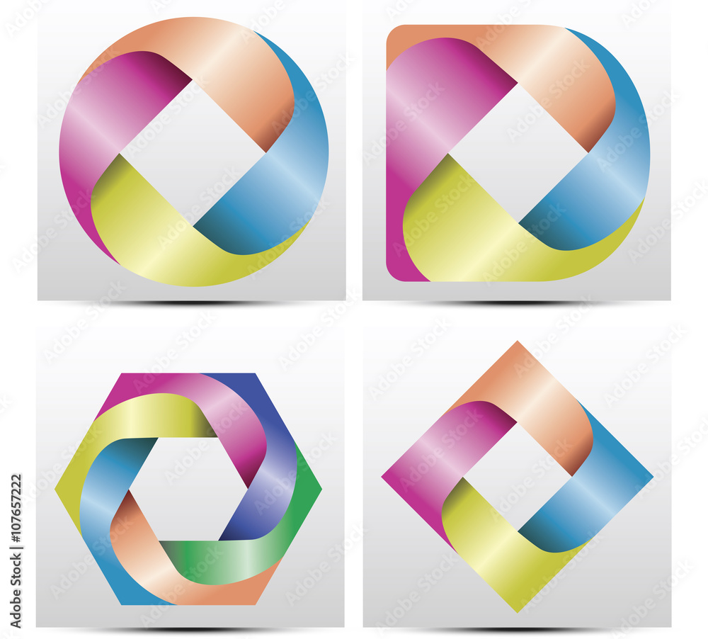 Vector modern colorful abstract circular logo design 4 set. with 4 bows ...