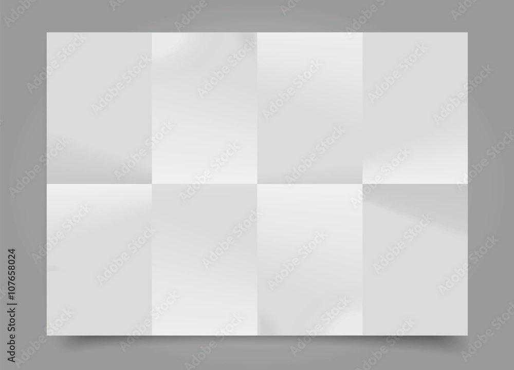 Vector white sheet of paper folded in eight. Stock Vector | Adobe Stock