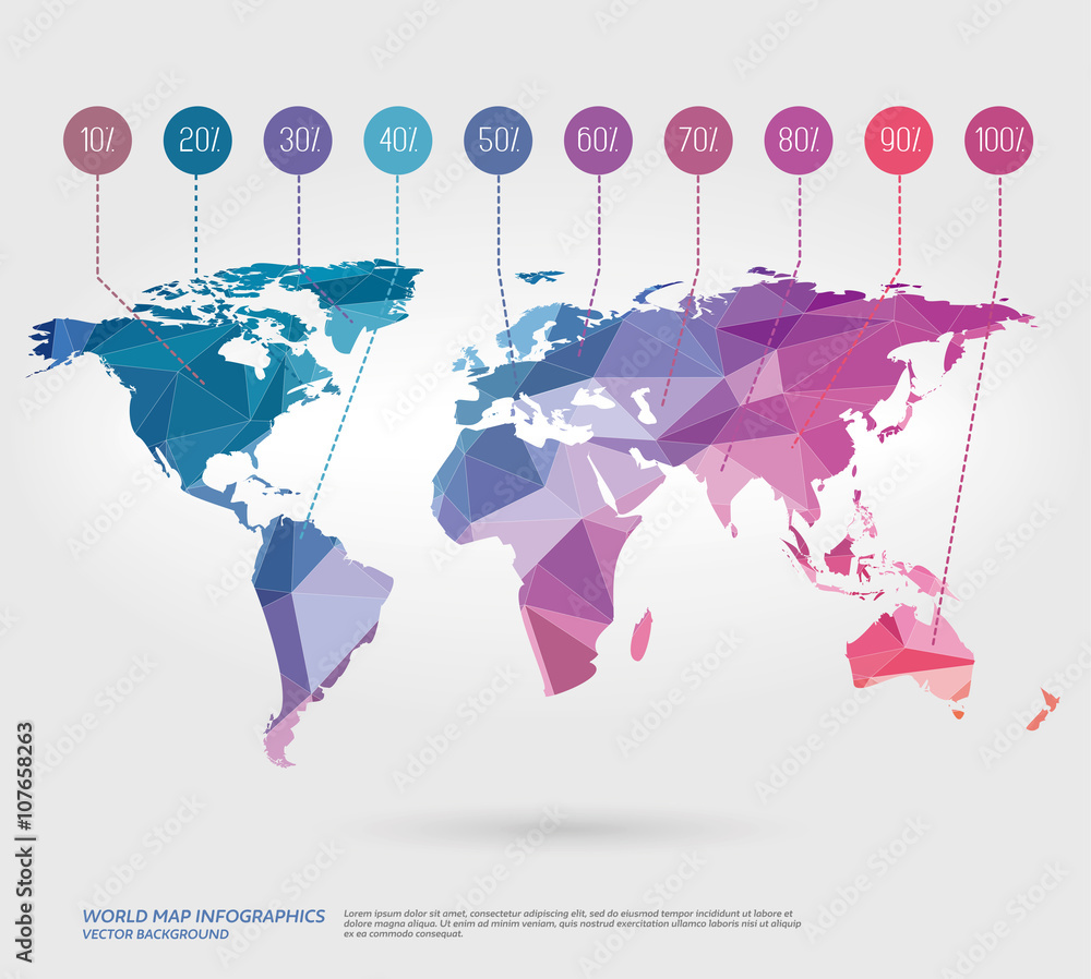 Vector world map with polygonal background. Stock Vector | Adobe Stock