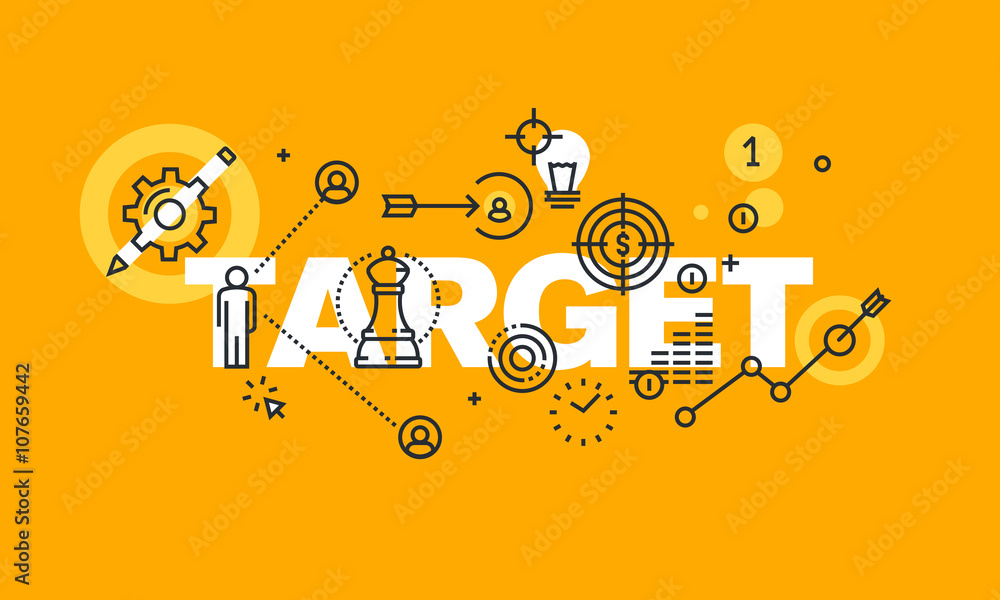 Thin line flat design banner for TARGET web page, business plan ...