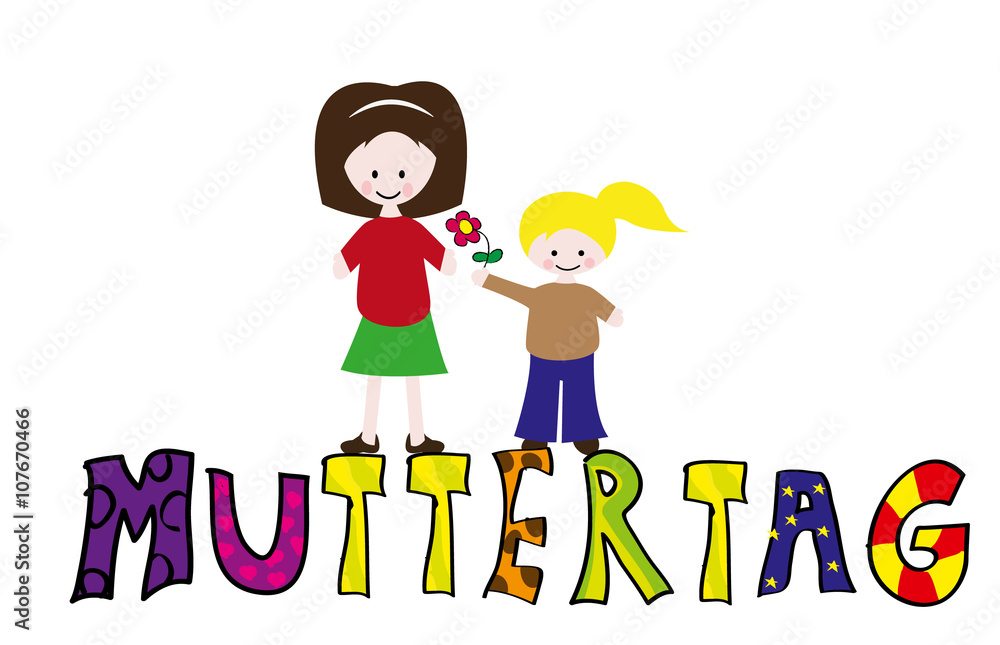 Kinderzeichnung Muttertag Vektor Stock-Vektorgrafik | Adobe Stock