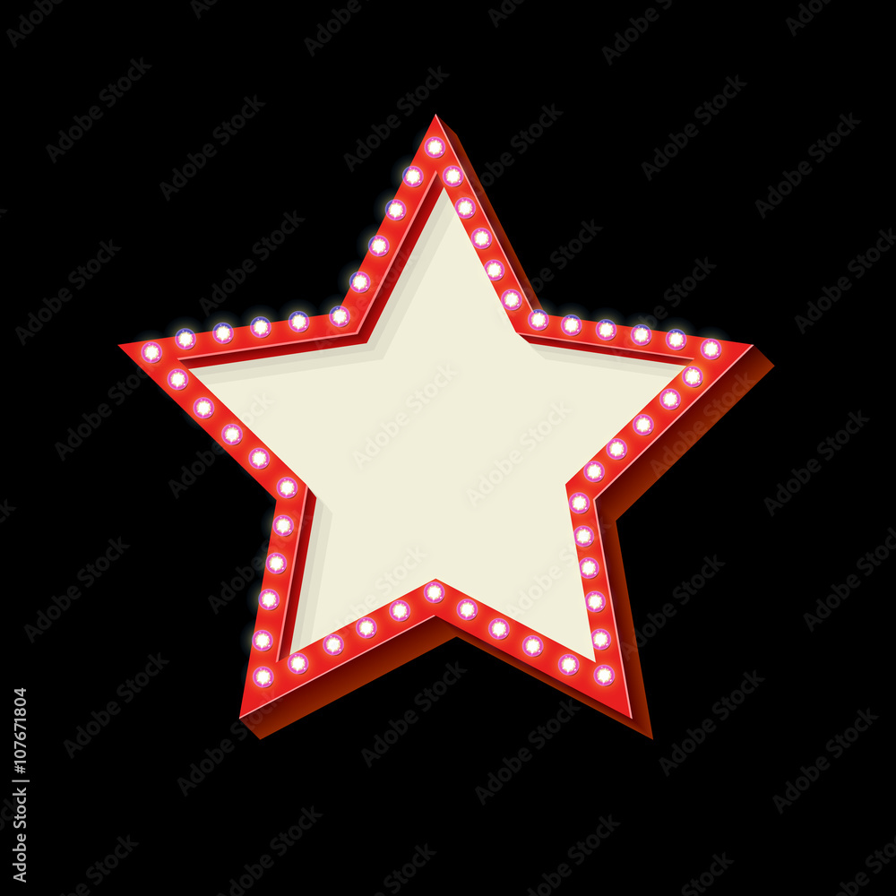 Red retro star frame. The symbol vintage volume with stars glowing ...