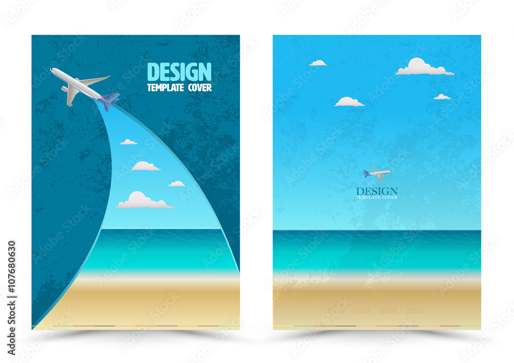 Cover page layout template with airplane. Vector illustration. Can use ...