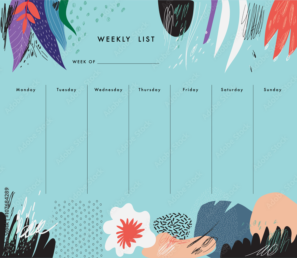 Weekly Planner Template. Organizer and Schedule with place for Notes ...